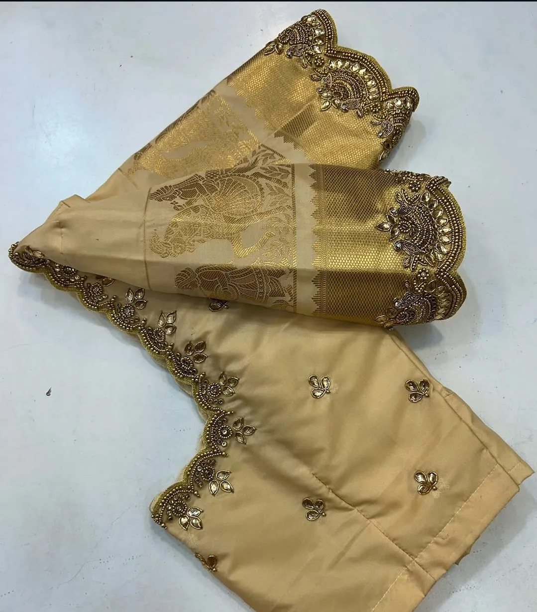 Affordable Gold Cutwork Multipurpose Blouse – Versatile Elegance